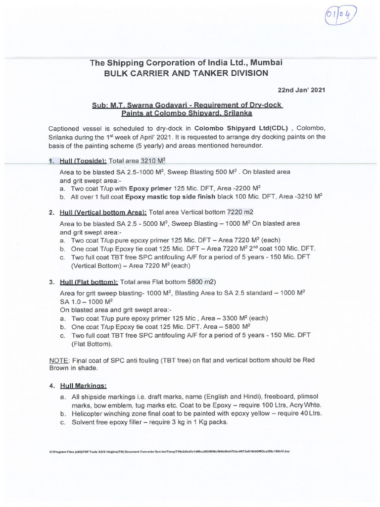 Swarna Godavari-DD Paint Requirement | PDF