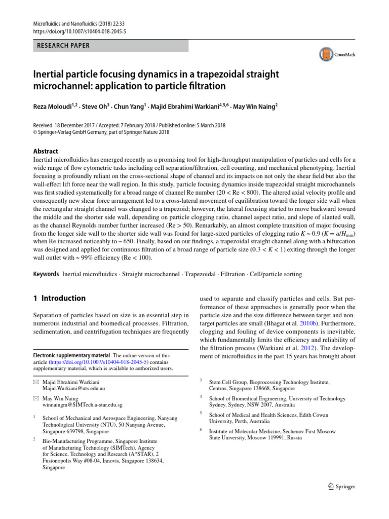 Inertial Focusing Theory | PDF | Fluid Dynamics | Shear Stress