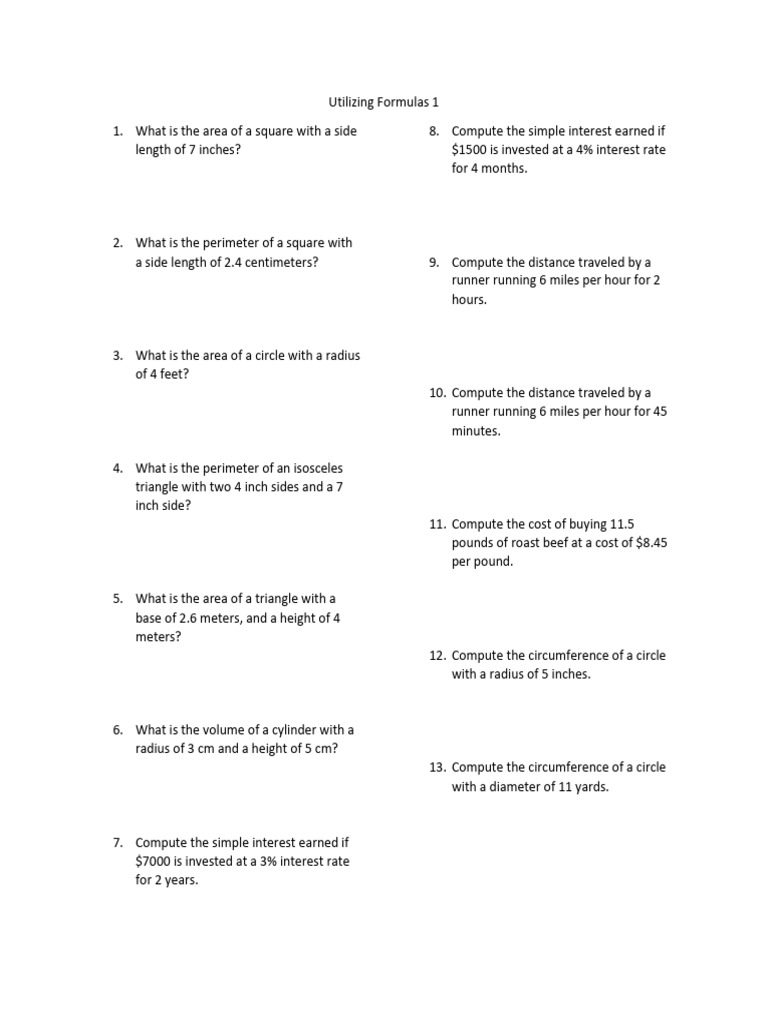 GED Formulas | PDF