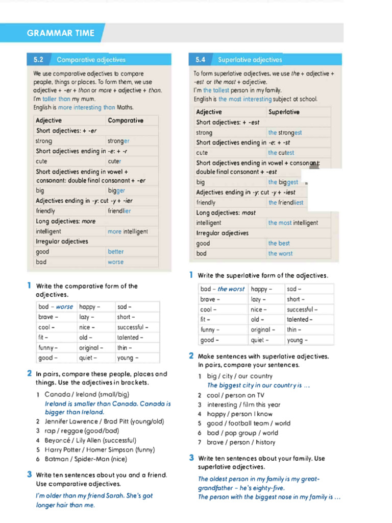 ww1 Comparative Adjectives Grammar Bank | PDF