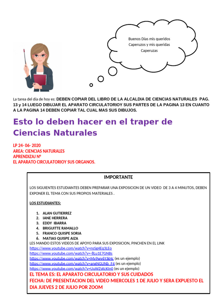 Exposicion de Ciencias Naturales Virtual Aparato Circulatorio | PDF