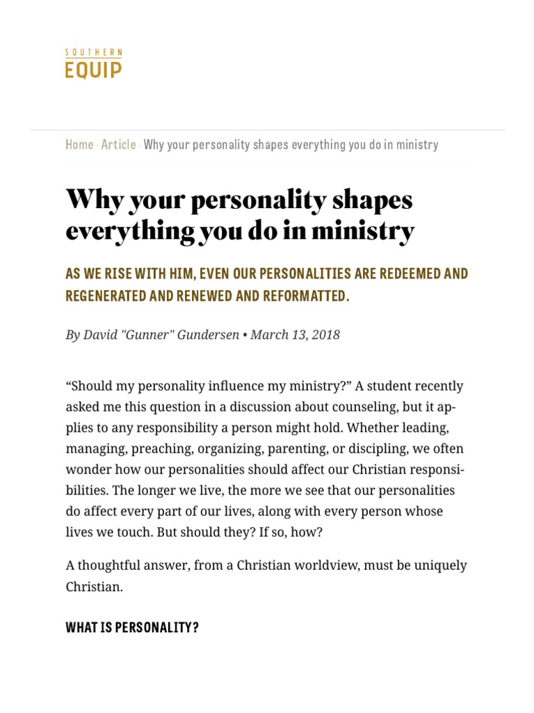 Personality's Role in Ministry | PDF | Jesus | Spiritual Gift