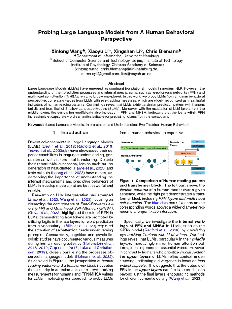 Probing LLM From Human Behavior | PDF | Attention | Learning