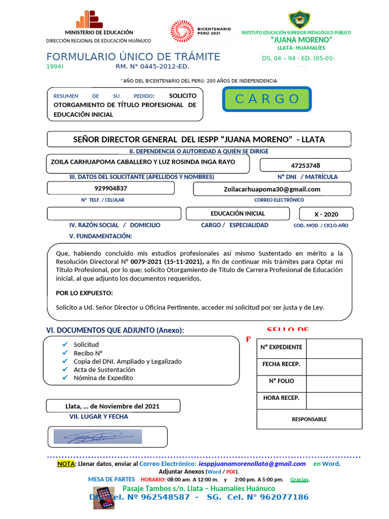 6 FUT. Solicito Otorgamiento de Título 2° Fase | PDF