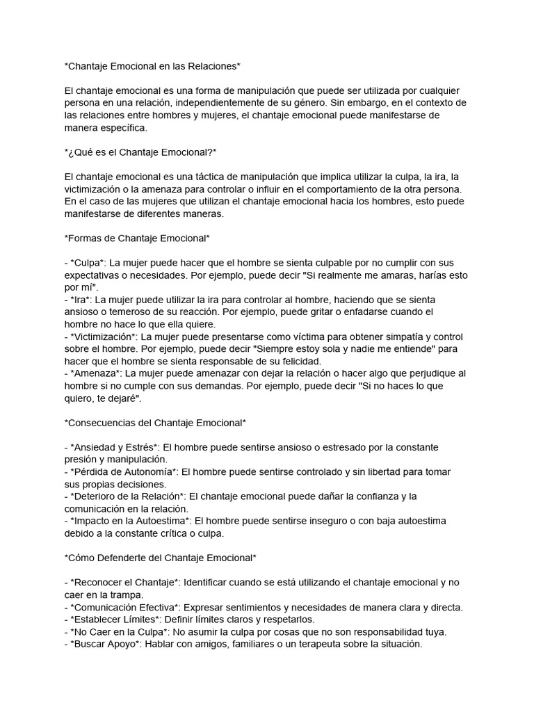 Chantaje Emocional en Relaciones | PDF | Las emociones | Psicología Social