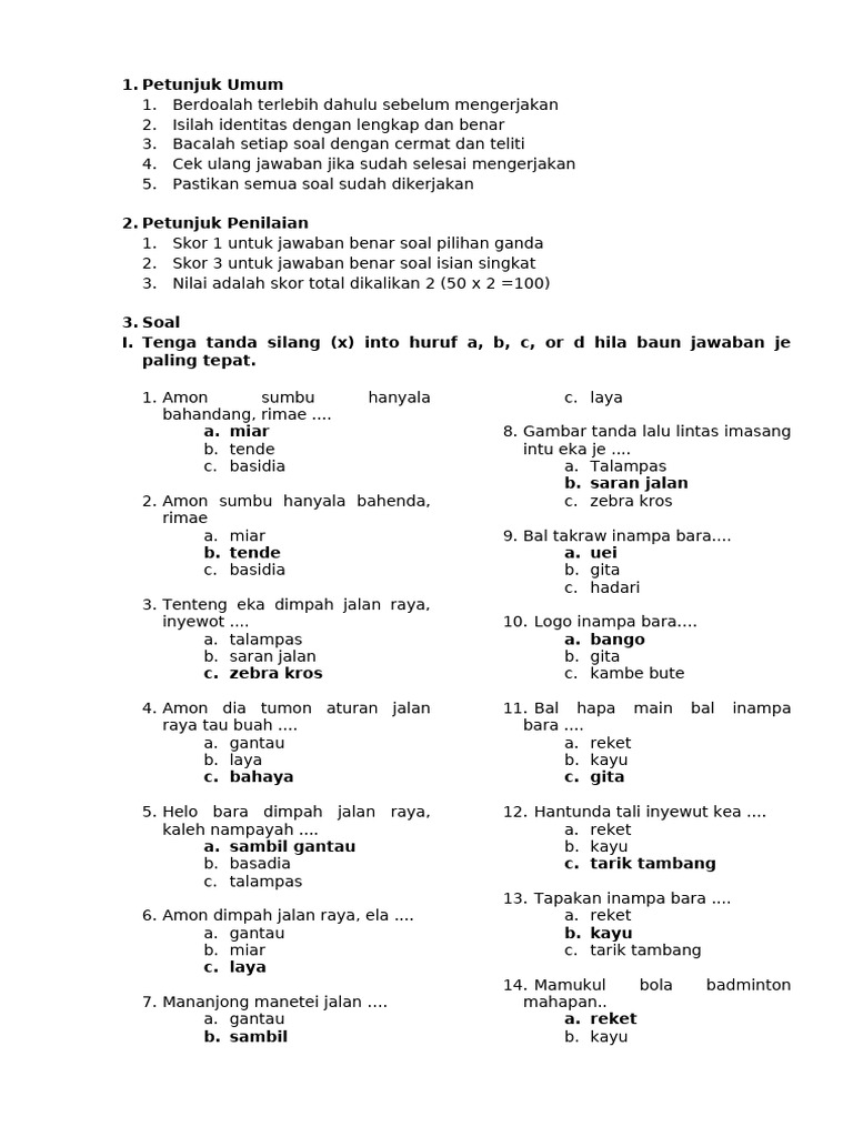 UAS BAHASA DAYAK | PDF
