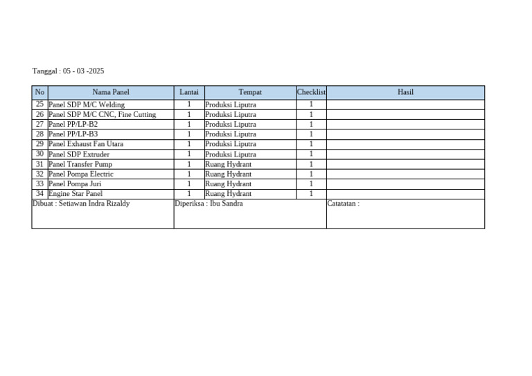 Checklist Visual Panel 2 | PDF