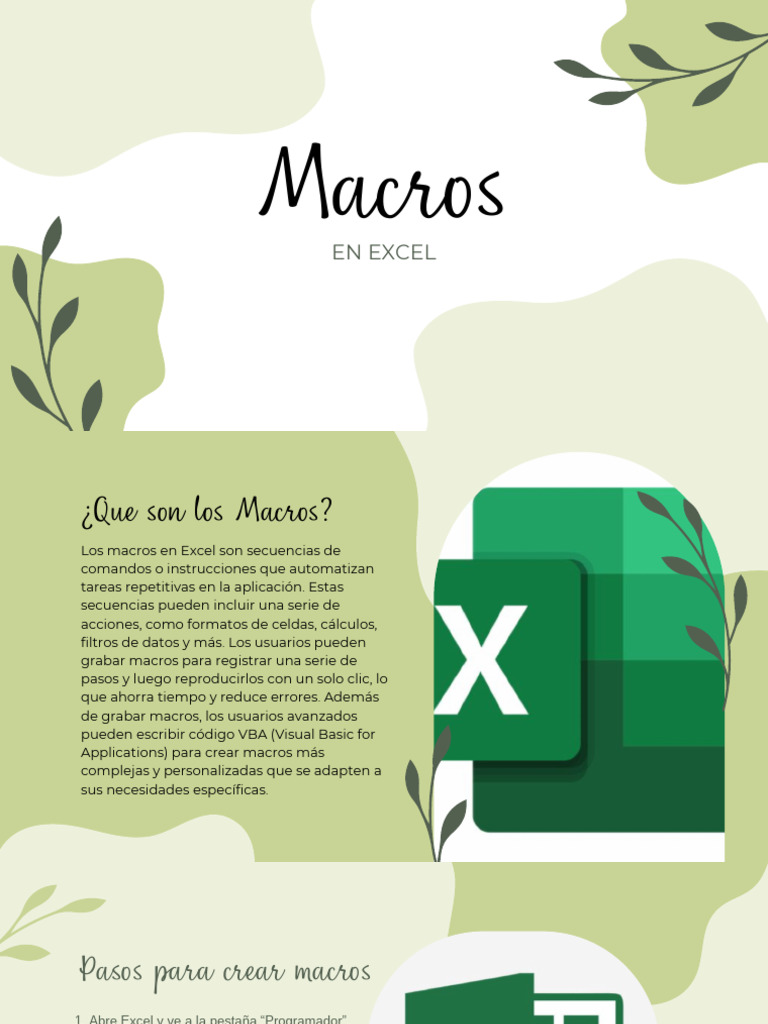 Presentación Centro de Estética Orgánico Verde | PDF | Macro (informática) | Microsoft Excel