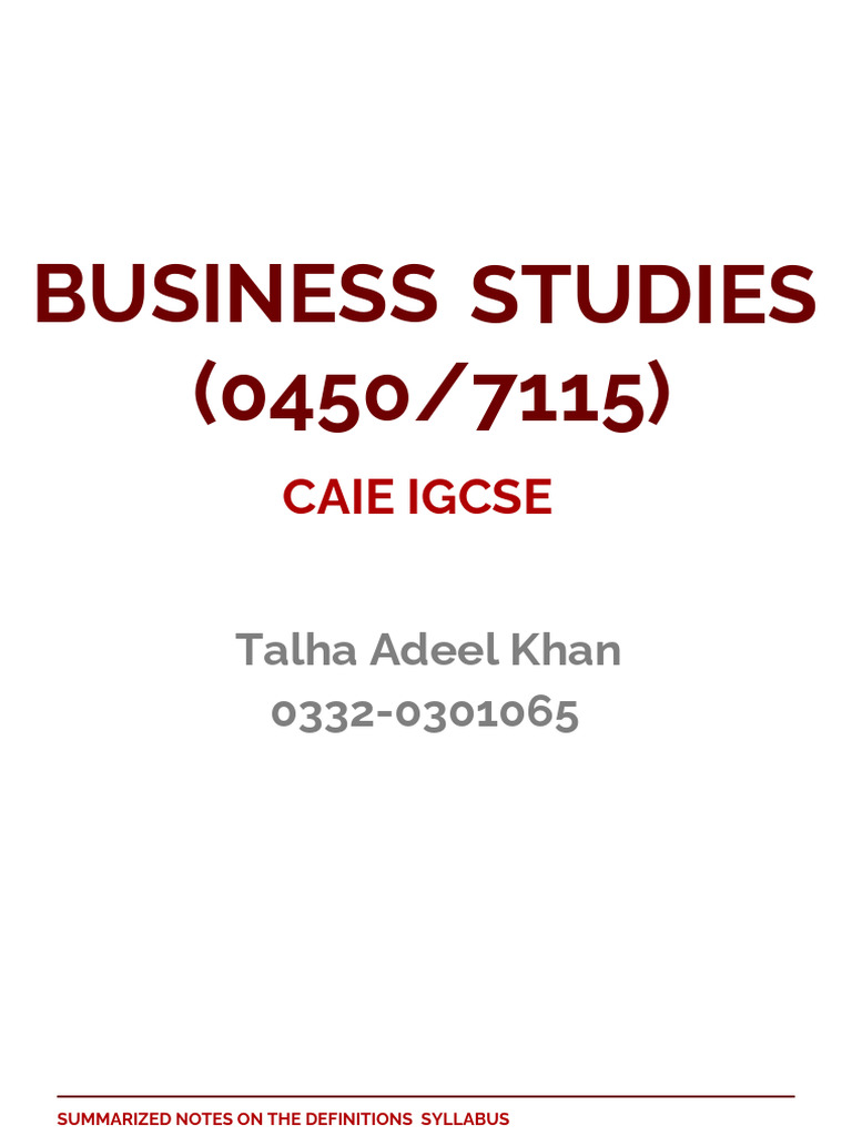 Business (OL) Short Notes | PDF | Taxes | Marketing