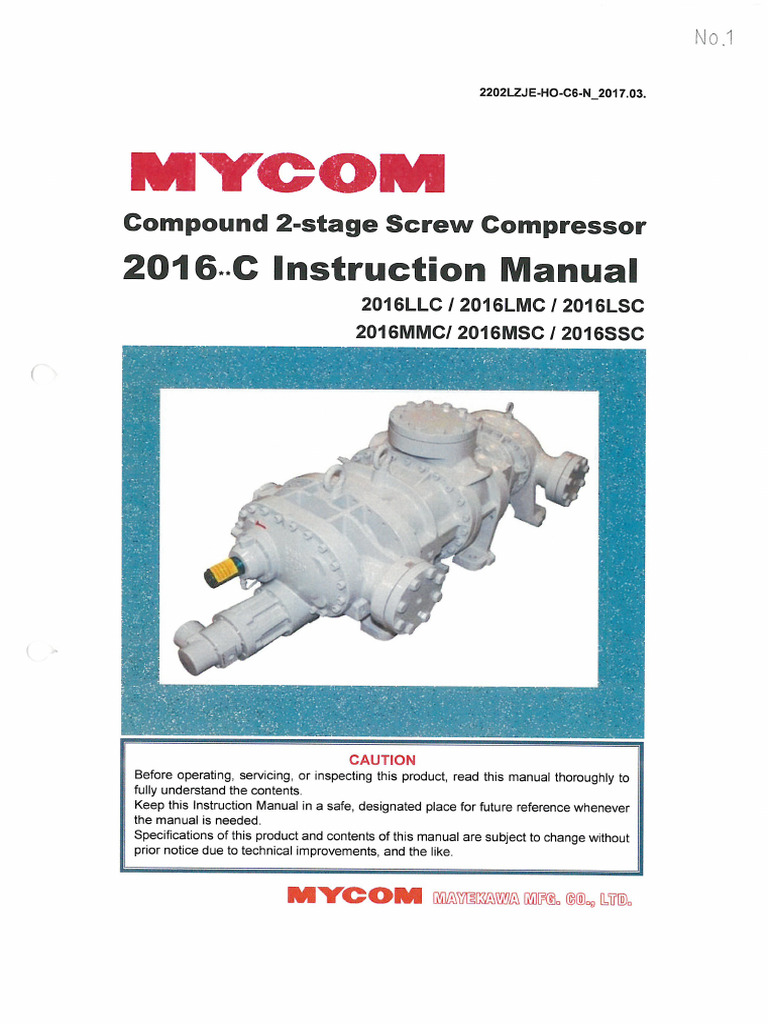 Ⅴ-01 Mycom Screw Compound Compressor Manual (f2016lsc) | PDF