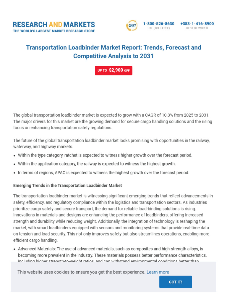 Transportation Loadbinder Market Report - Trends, Forecast and ...