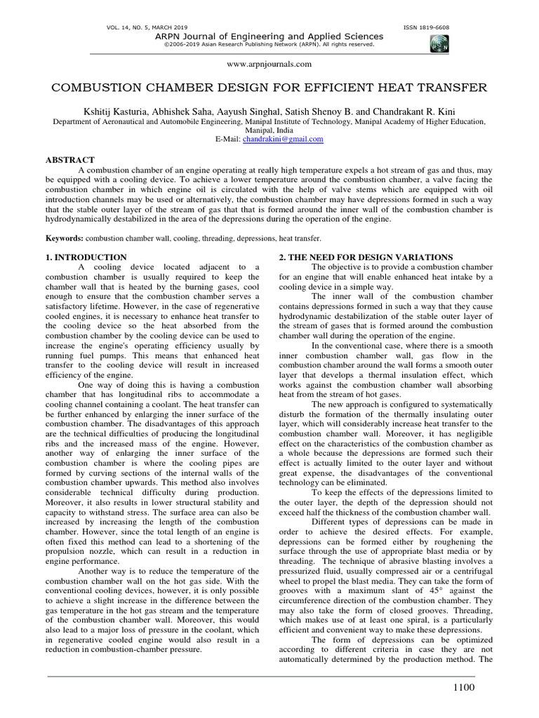 Combustion Chamber Design For Efficient | PDF | Rocket Engine | Engines