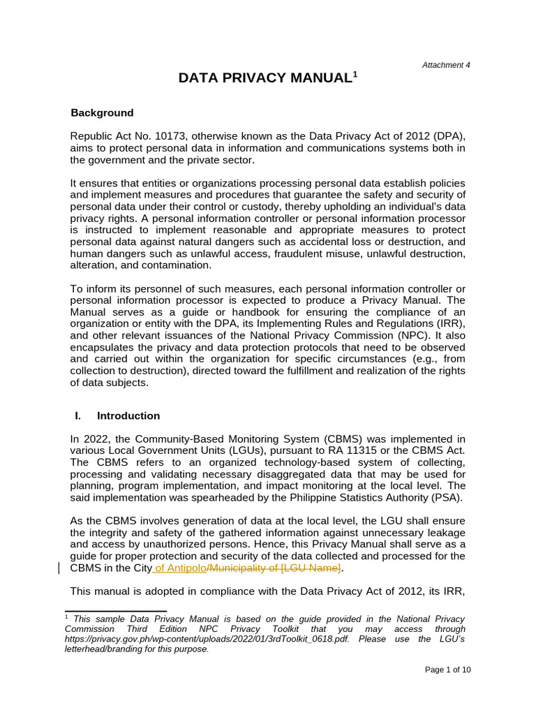 Data Privacy Manual for LGUs | PDF | Computer Security | Security