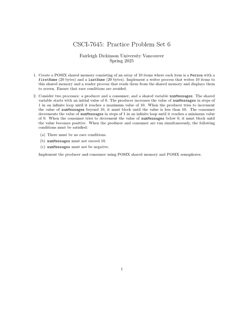 Csci 7645 Practice Problem Set 6 | PDF