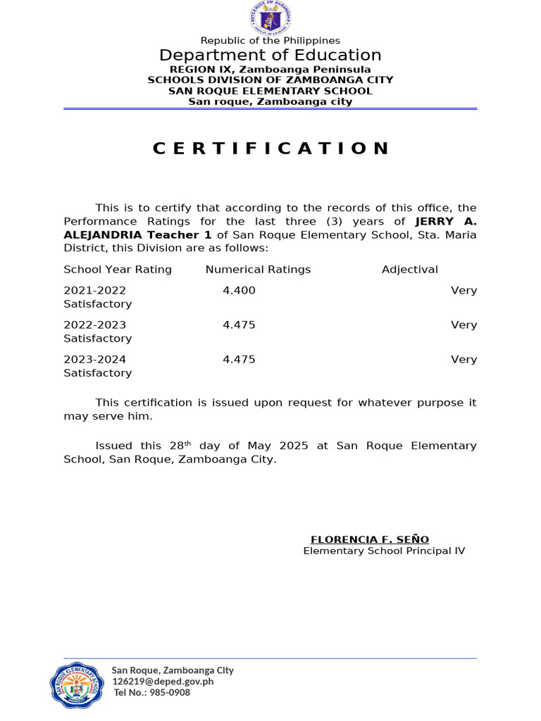 Certification: Department of Education | PDF