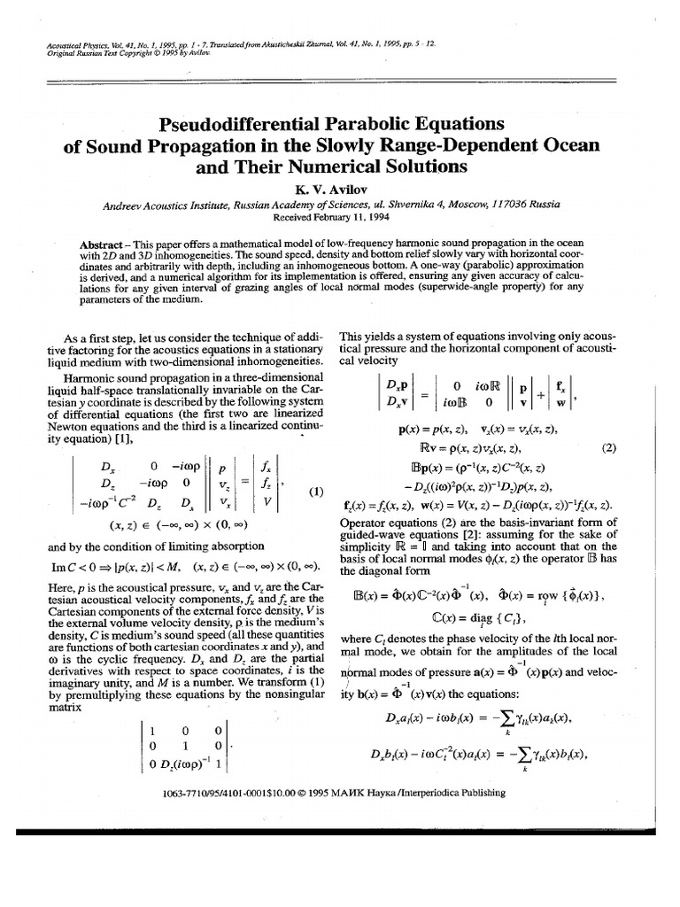 Acoustical Physics 1995 Excerpt | PDF