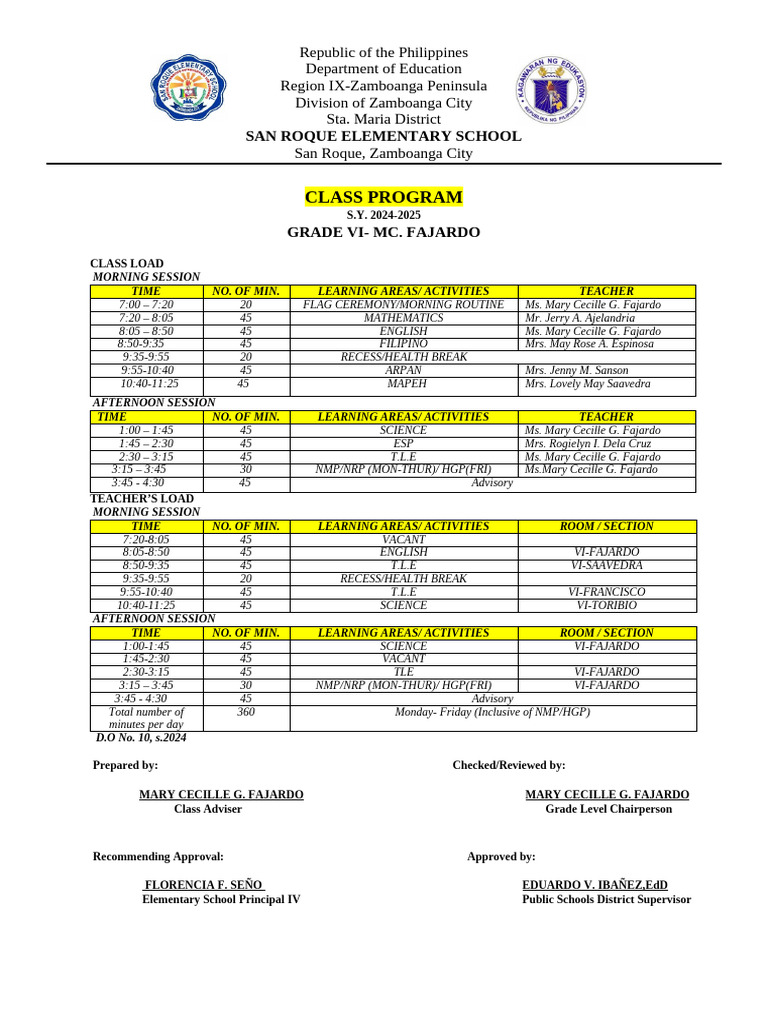 Class Program Vi Mc. Fajardo Final 2 | PDF
