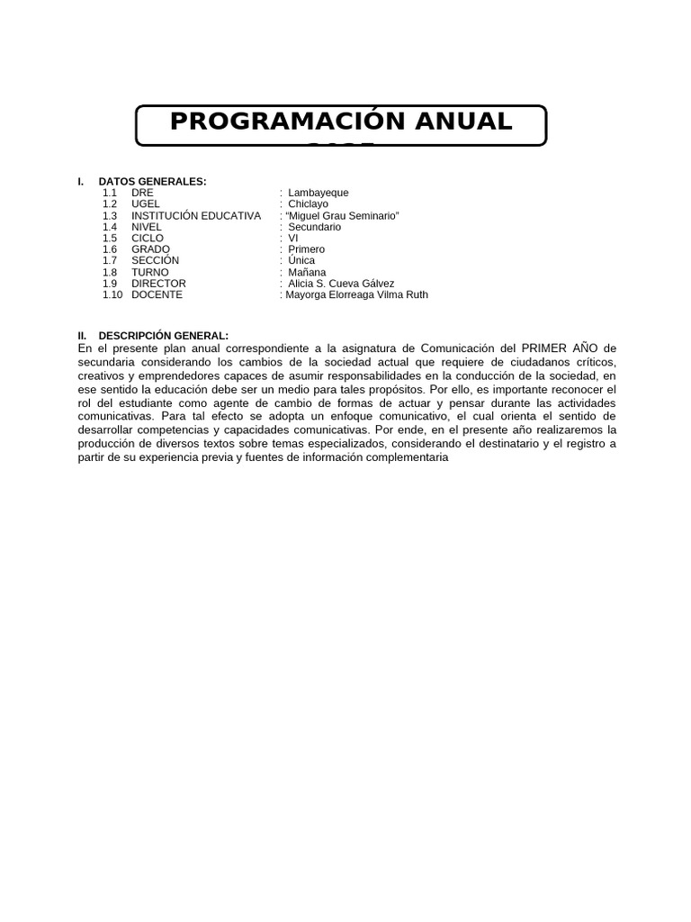 Formato Prog. Anual - 1sec | PDF | Aprendizaje