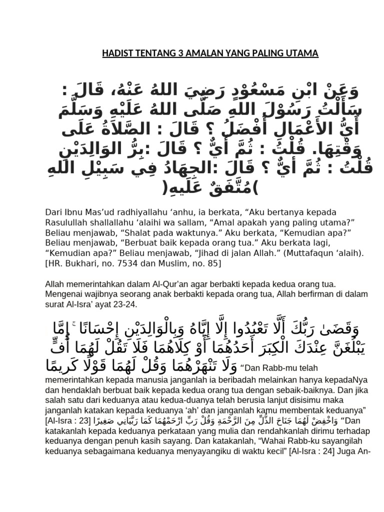 Tiga Amal Utama dalam Islam | PDF