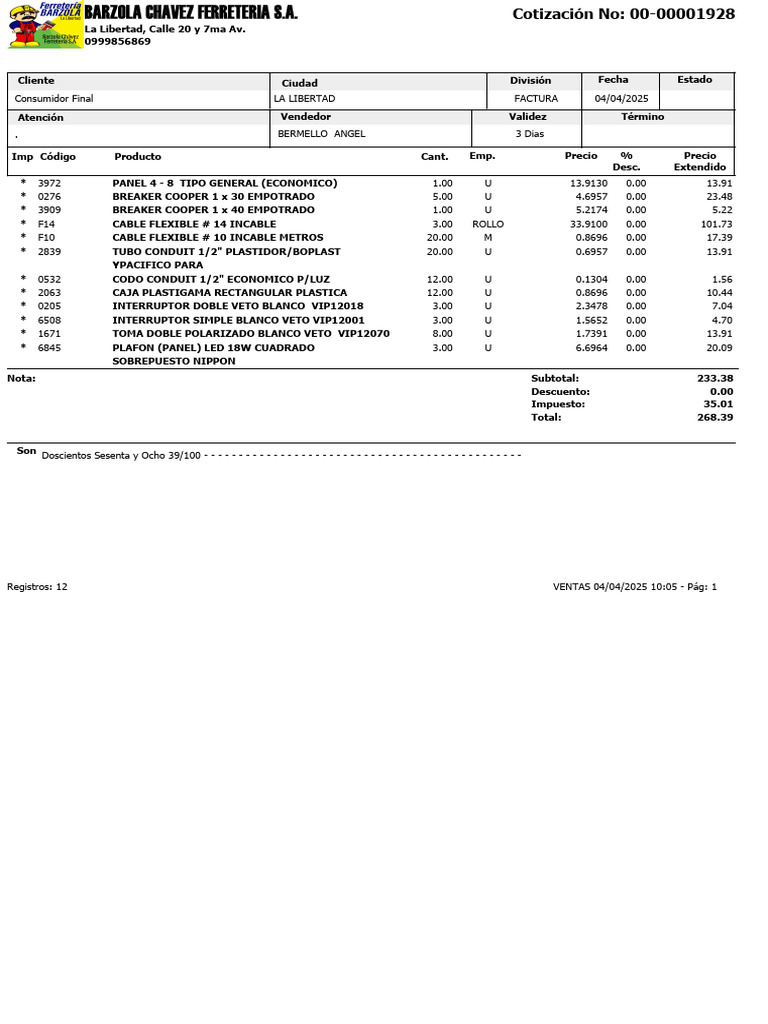 COTIZACION 1928 | PDF