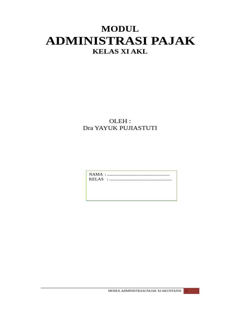 Modul Adm. Pajak Kelas Xi Akl Revisi | PDF