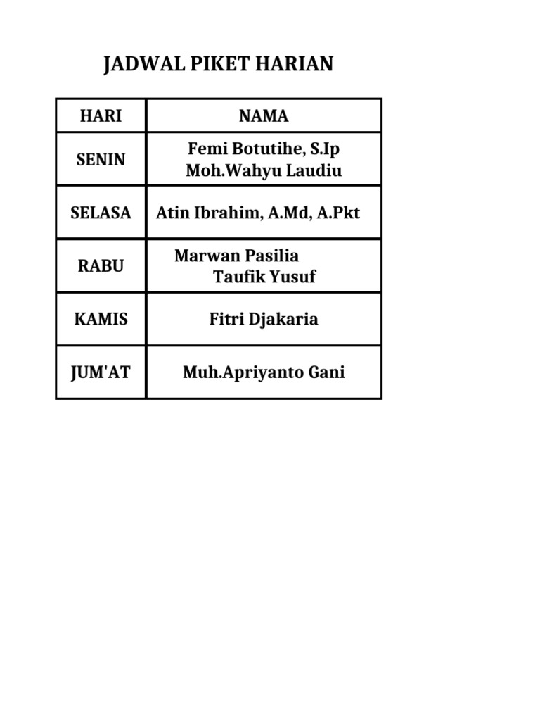 JADWAL PIKET | PDF