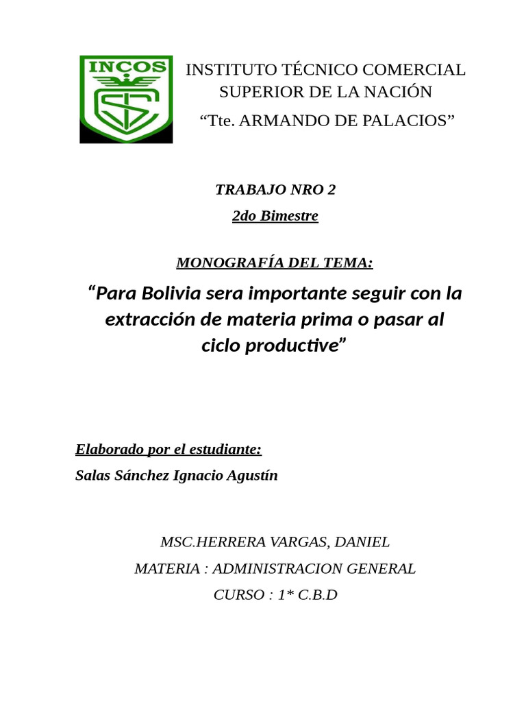 Caratula de La Monografía de Admind Seg Bim | PDF