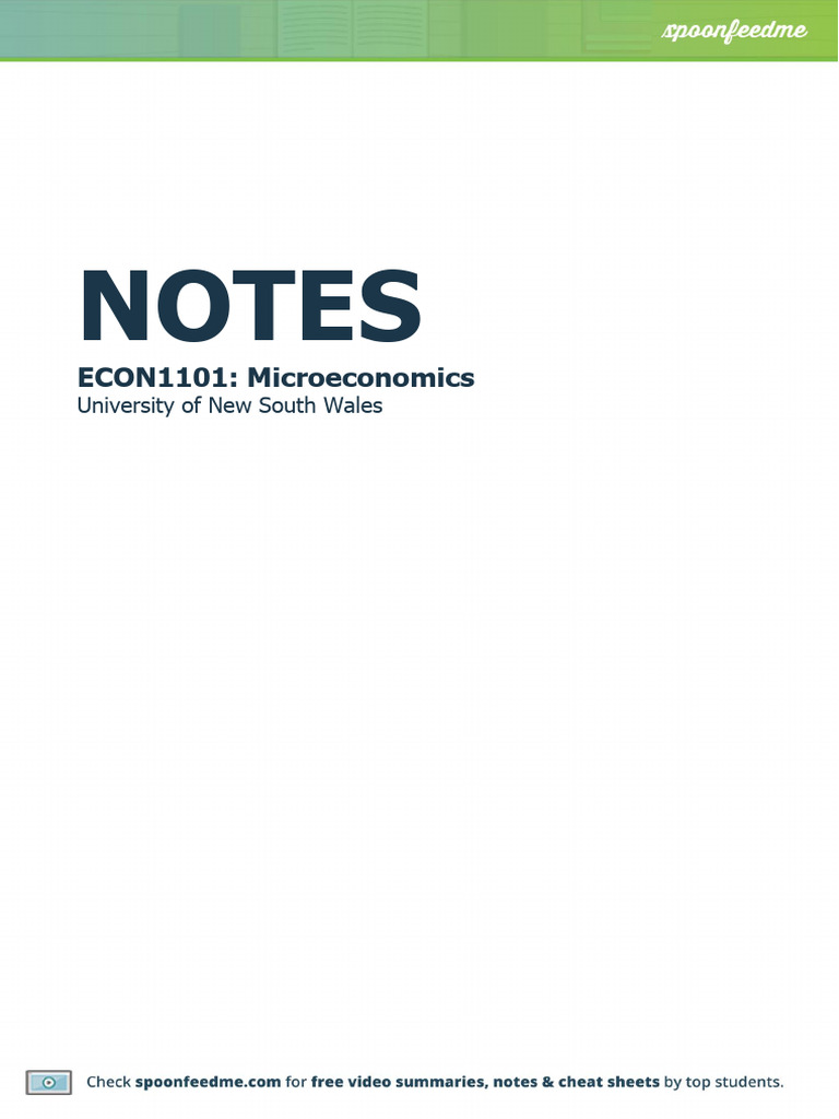 ECON1101 Microeconomics 1 Note | PDF | Economics | Externality