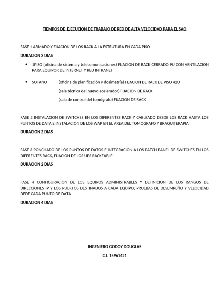 Propuesta Tiempos de Ejecucion | PDF