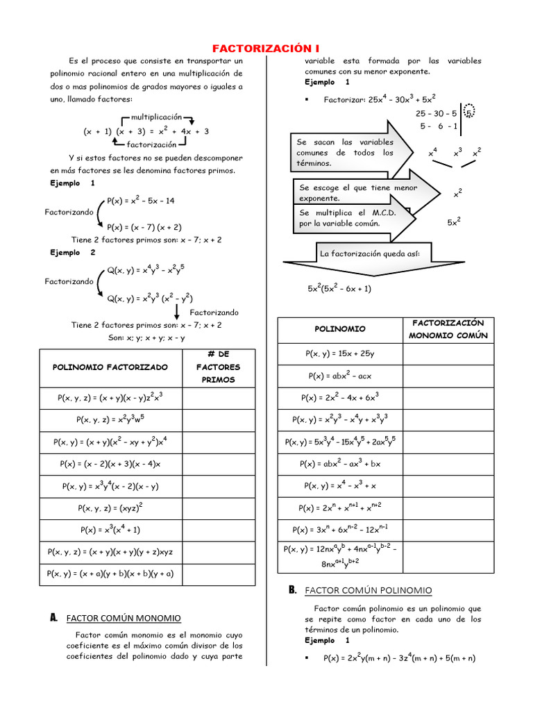 11 - Metodos de Factorizacion | PDF | Factorización | Análisis matemático