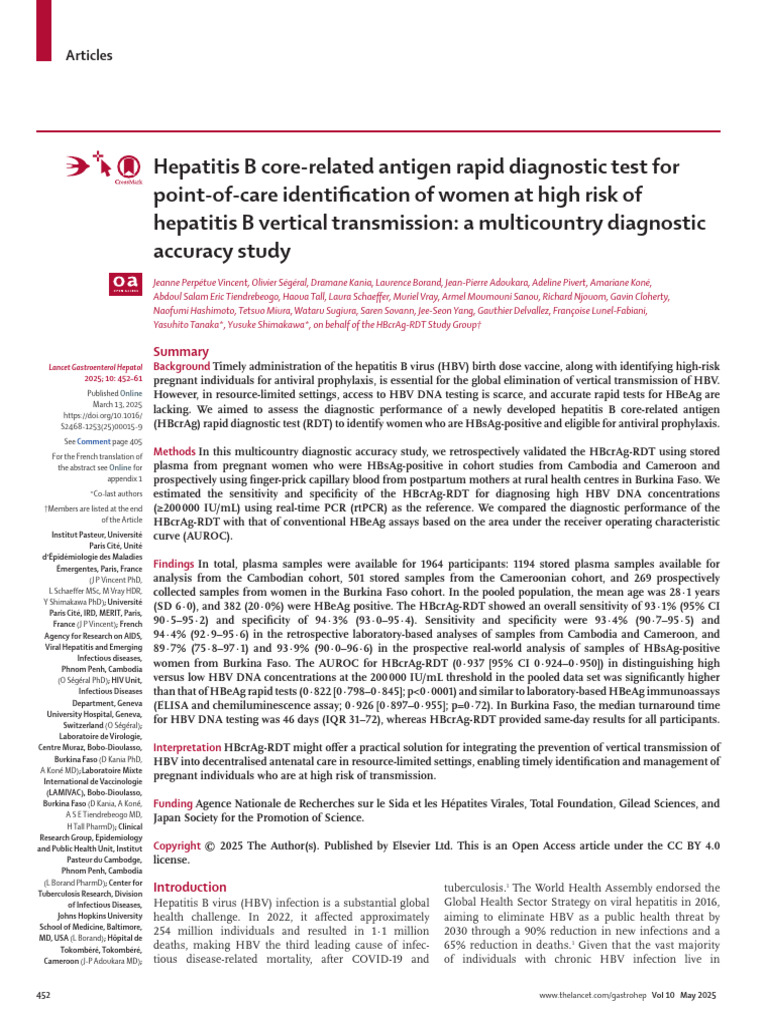 Hepatitis B Core Related Antigen Rapid Diagnostic | PDF | Hepatitis B ...
