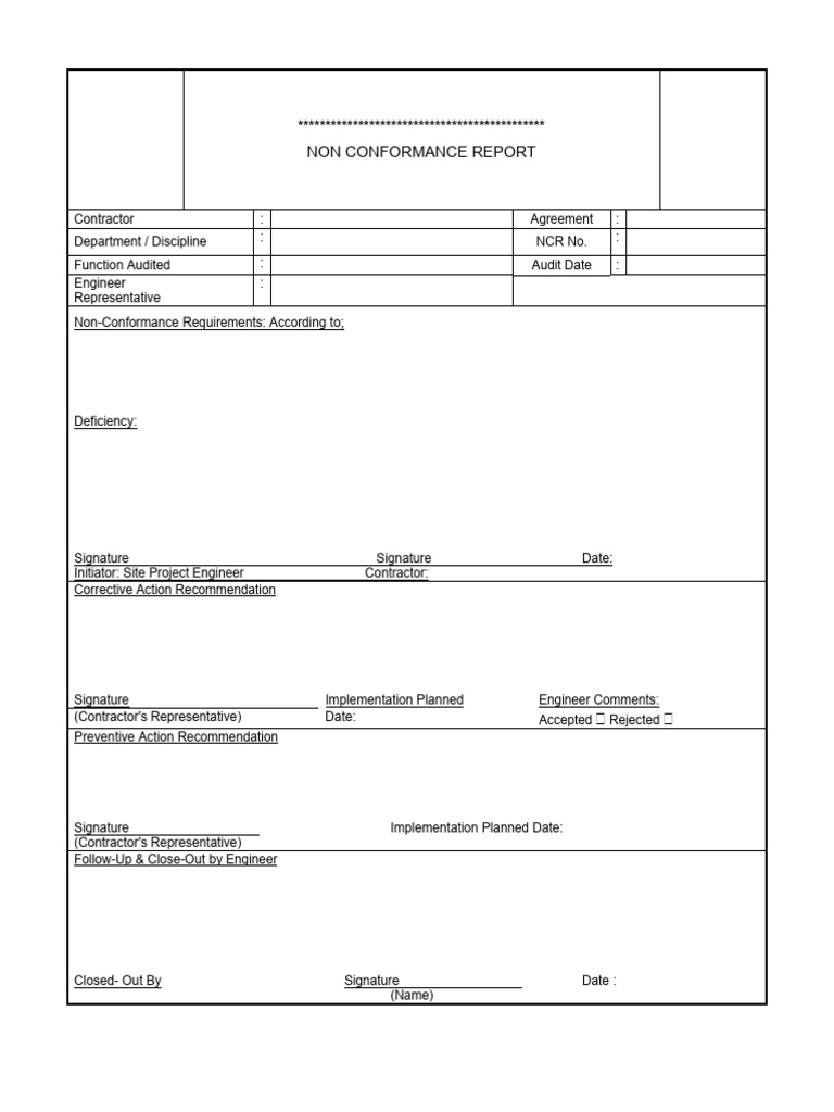 Nonconformance Report (NCR) | PDF