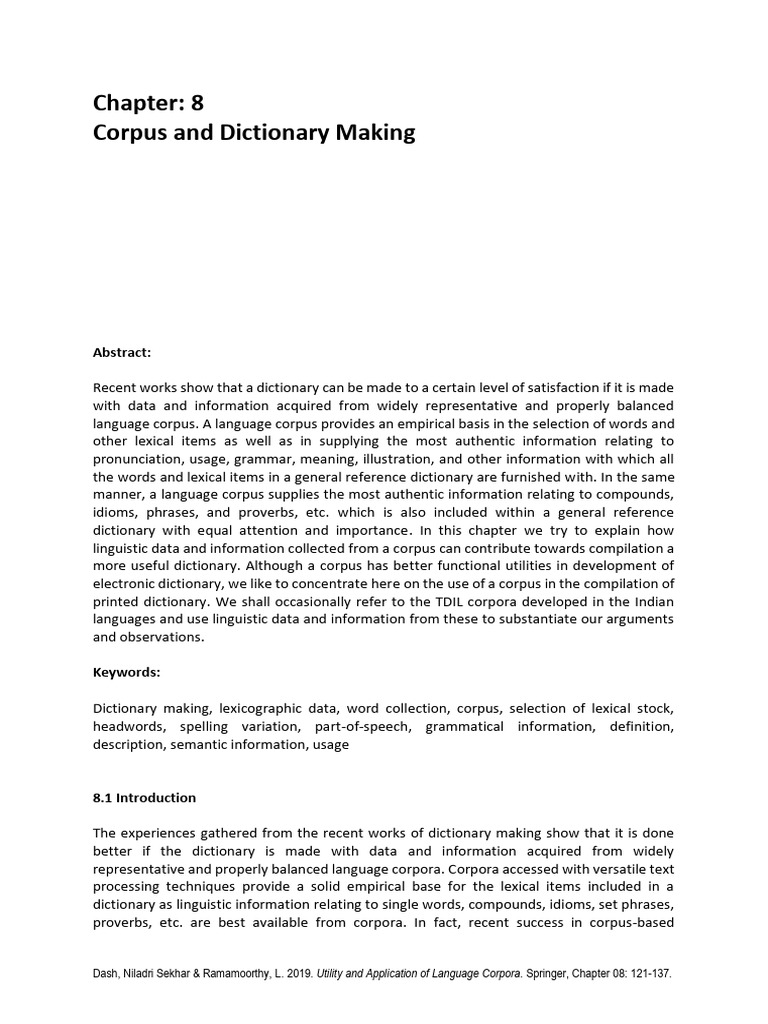 Corpus and Dictionary Making | PDF | Word | Semantics