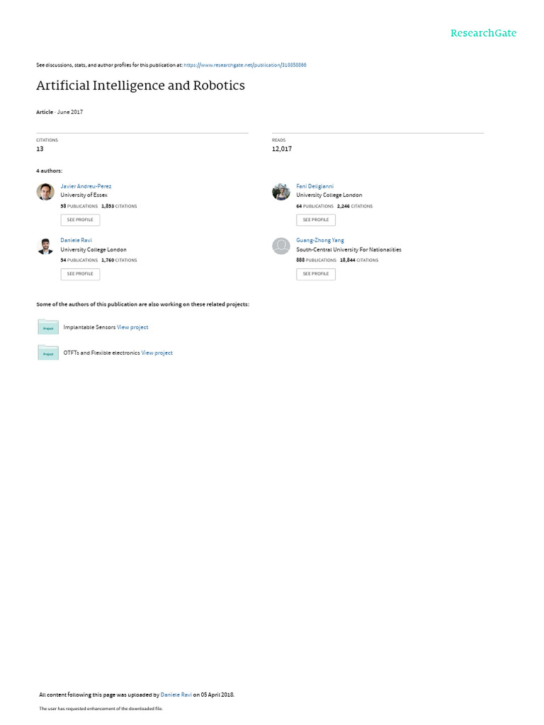 Artificial Intelligence and Robotics | PDF | Intelligence (AI) & Semantics | Artificial Intelligence