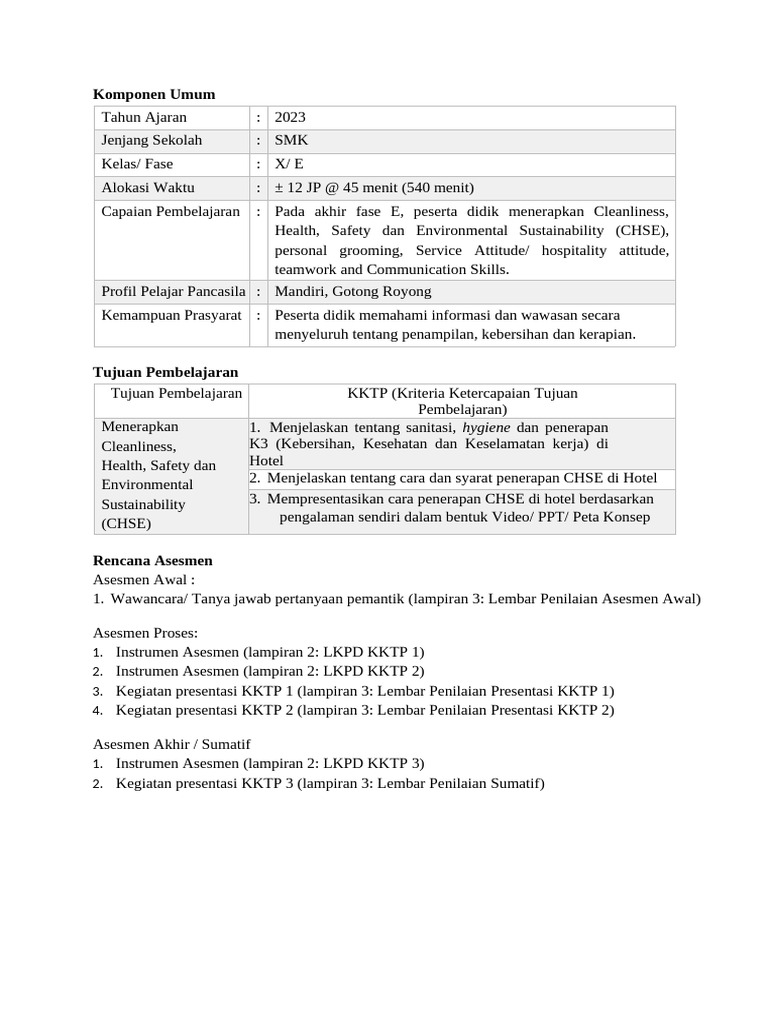 Modul Ajar DPKP Elemen CHSE | PDF