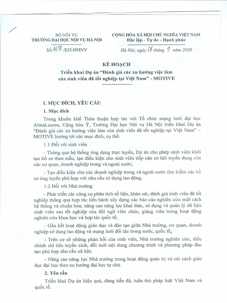 0.KH Trien Khai Du An MOTIVE | PDF