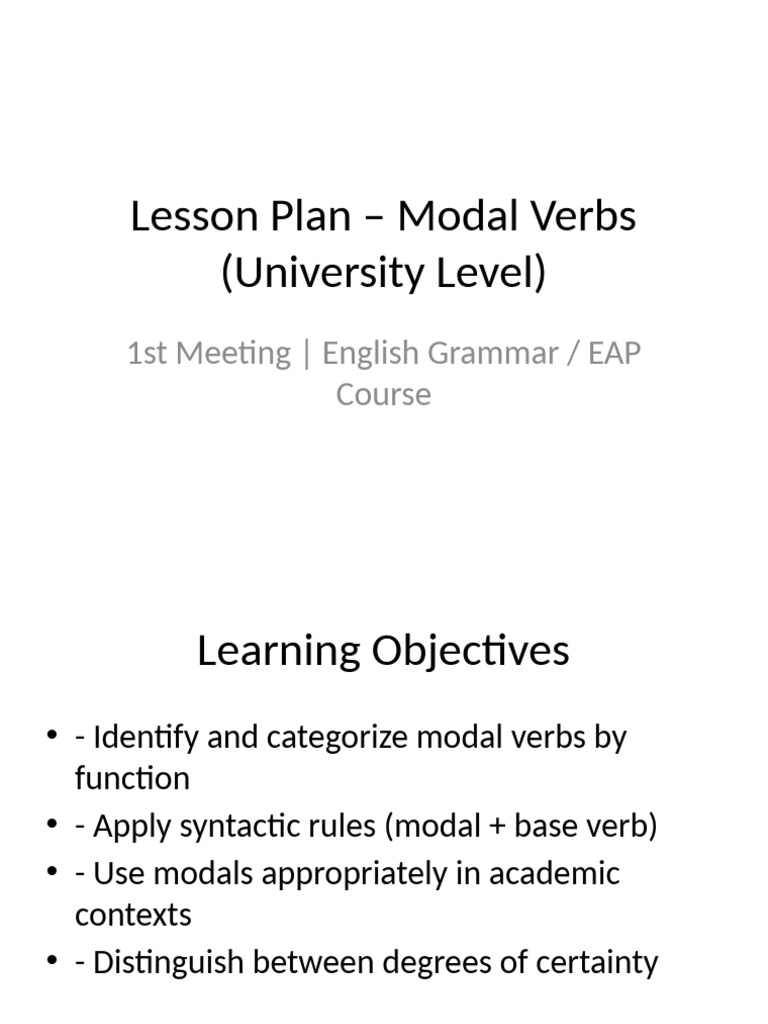 Modal_Verbs_LessonPlan_University | PDF