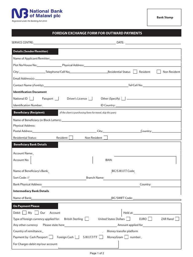 NBM Forex Form Outward Payments | PDF | Money | Payments