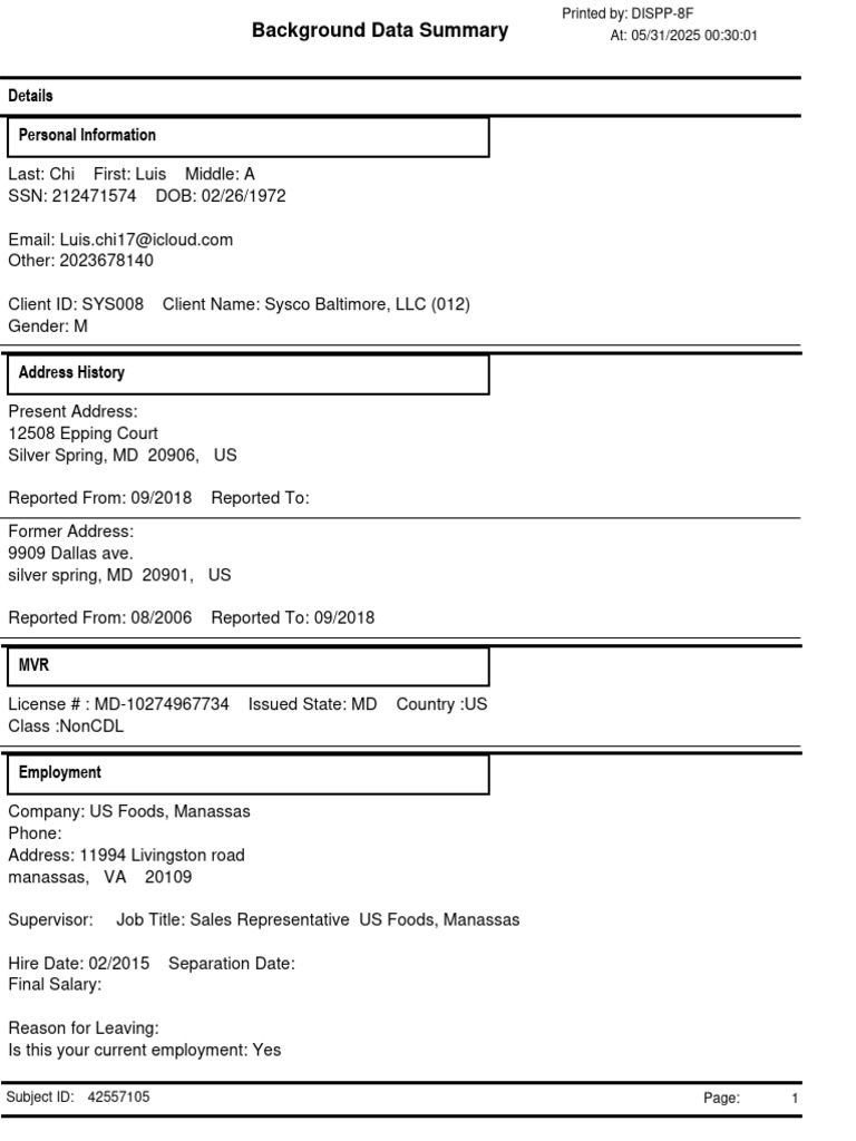 Details Personal Information | PDF