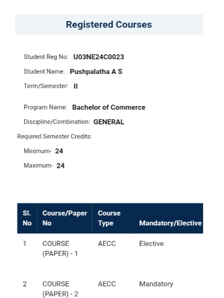 Student Course Registration | PDF