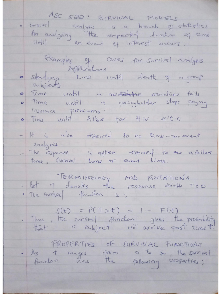Survival Analysis Notes | PDF