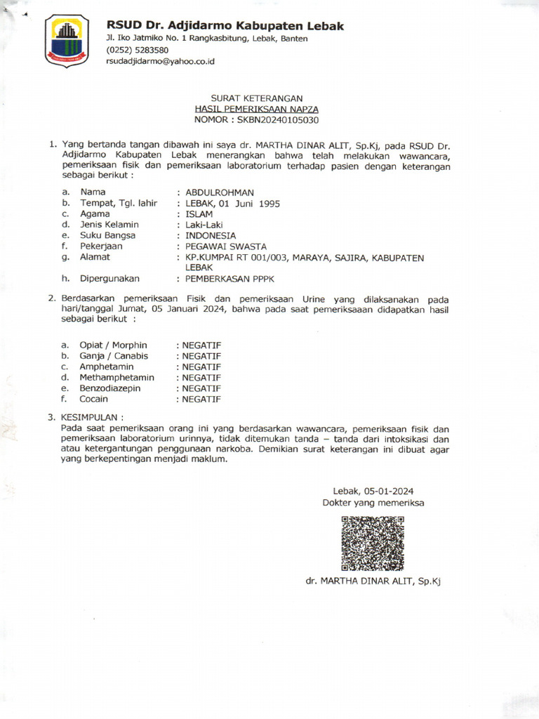 Keterangan Napza | PDF