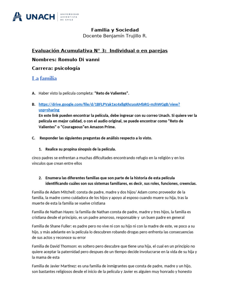 Actividad Nâ°3 La Familia | PDF