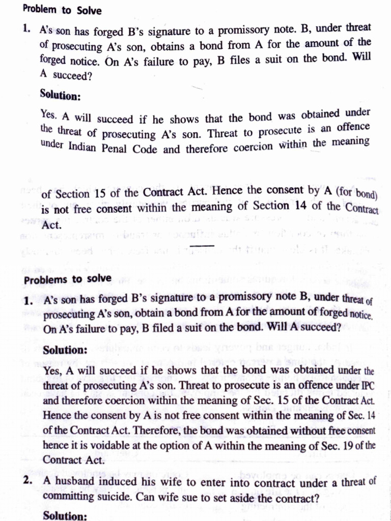 U2-Problem Solving Questions Contract 1 | PDF | Misrepresentation | Money