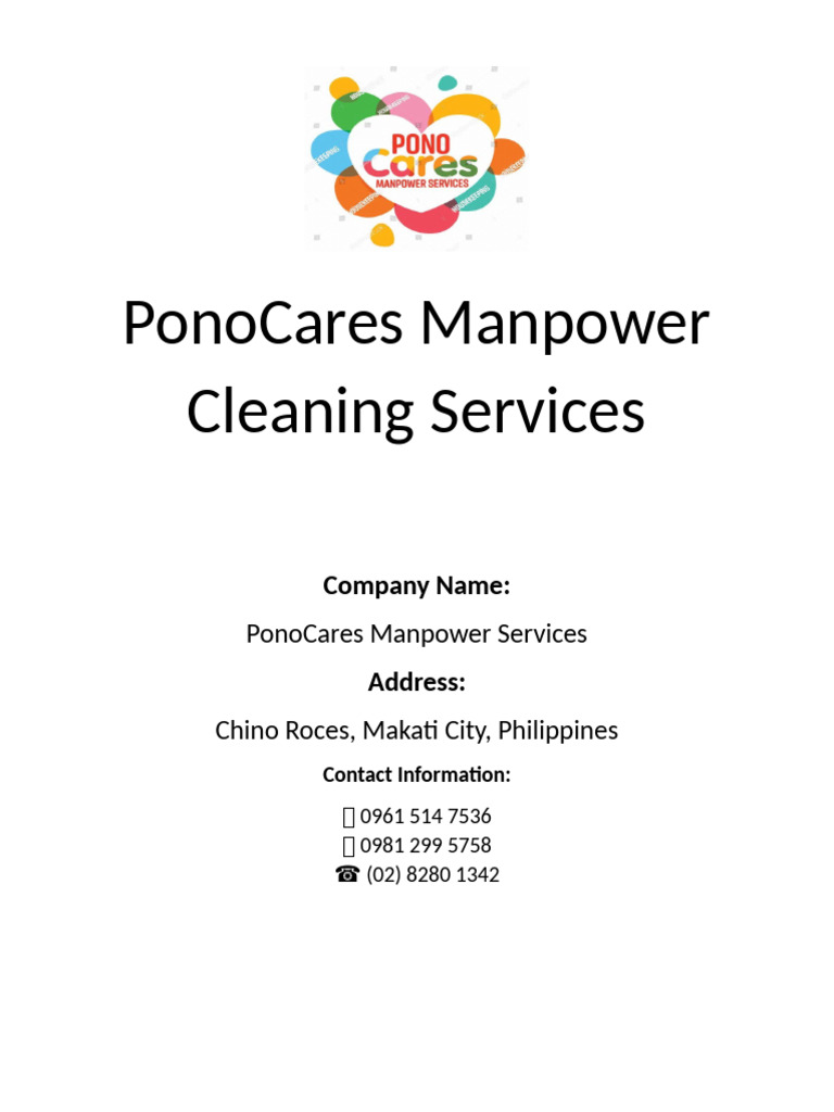 PonoCares Manpower Cleaning Services | PDF