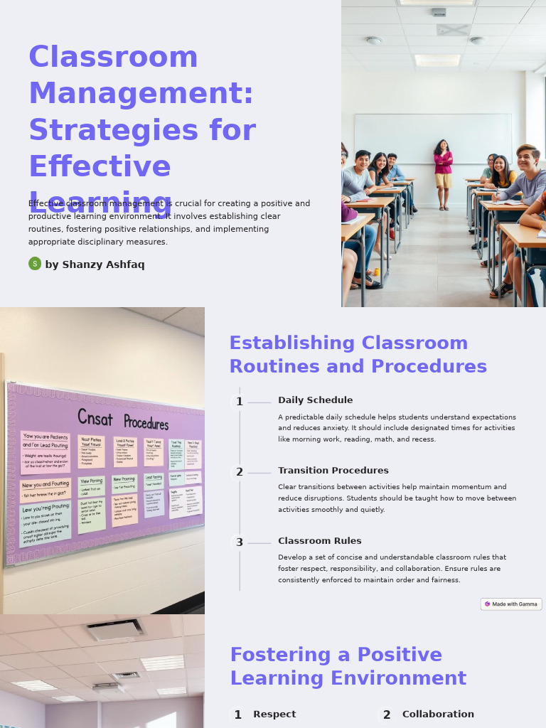 Classroom Management Strategies For Effective Learning | PDF | Classroom Management | Learning