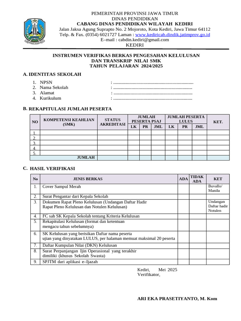 Instrumen Kelulusan N Transkrip 2025 | PDF