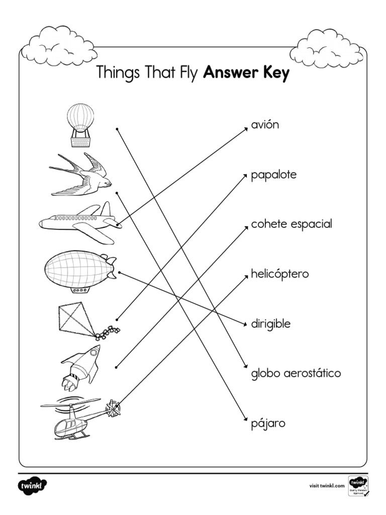 Answer Key Beginning Spanish - Things That Fly Vocabulary Activity | PDF