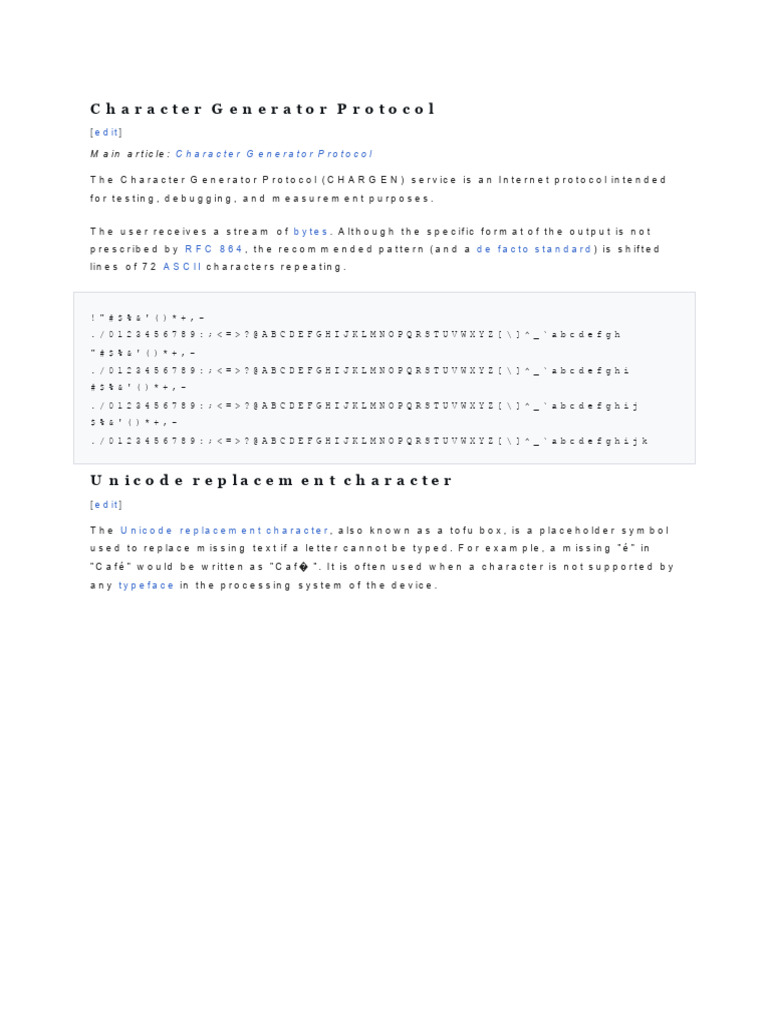 Character Generator Protocol | PDF