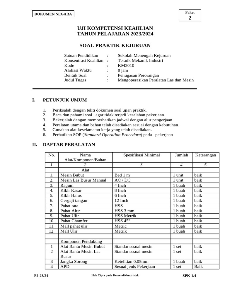 P2 SPK Teknik Mekanik Industri | PDF